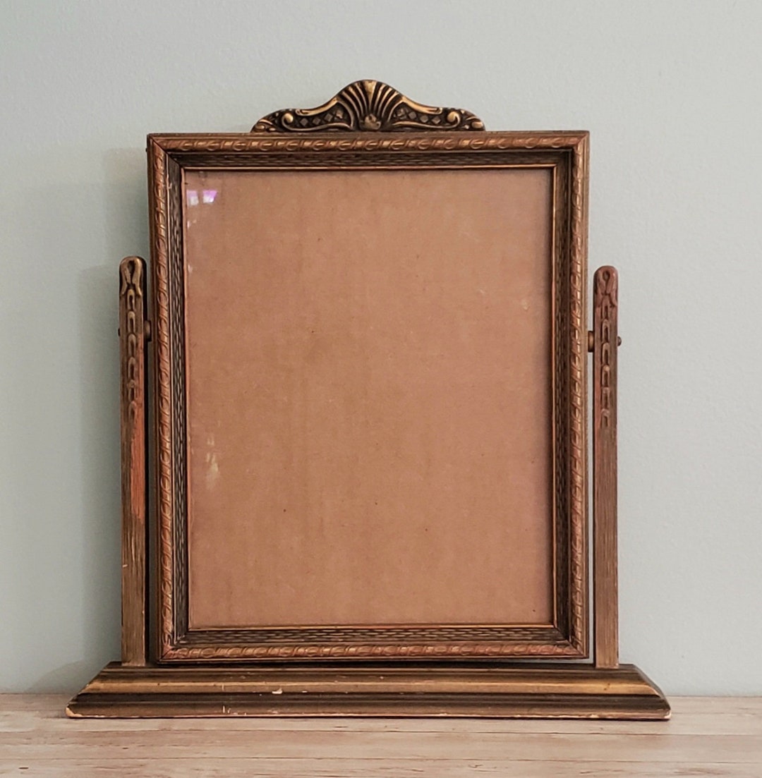 Antique Art Deco Carved Wood Standing Photo Frame Holds a 8"x10 ...