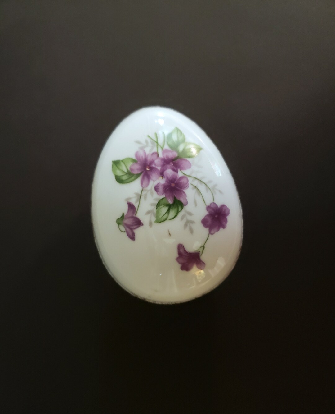 Japan Our Own Import Porcelain Trinket Box Dish Purple Floral Violets ...