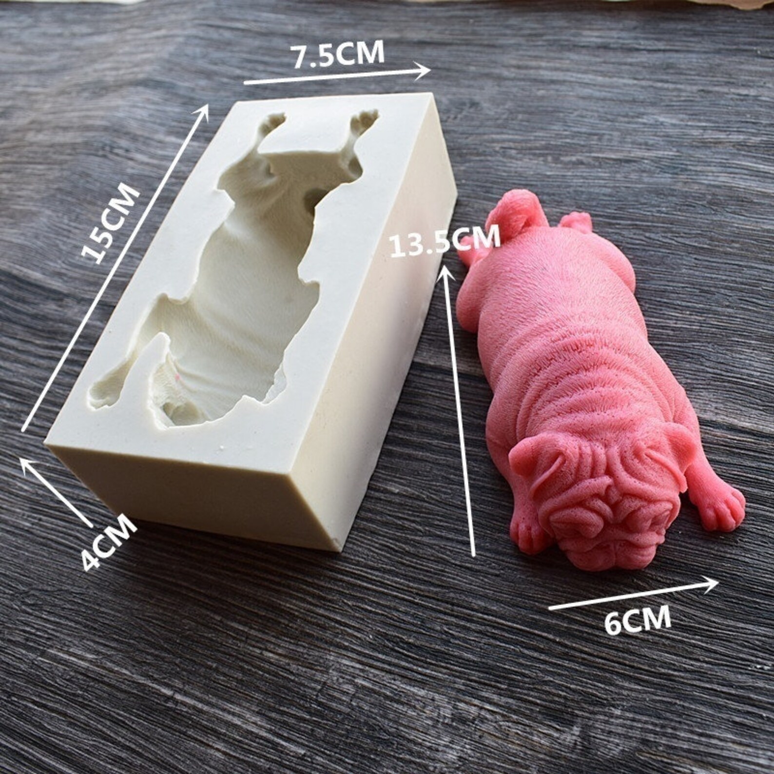 3D Dog Silicone Mold Pug French Dog Chocolate Cake Baking Pomeranian ...
