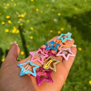 Stars Random Glitter and Pastel Cute 6 Pcs Hairclips 90s 80s Style ...