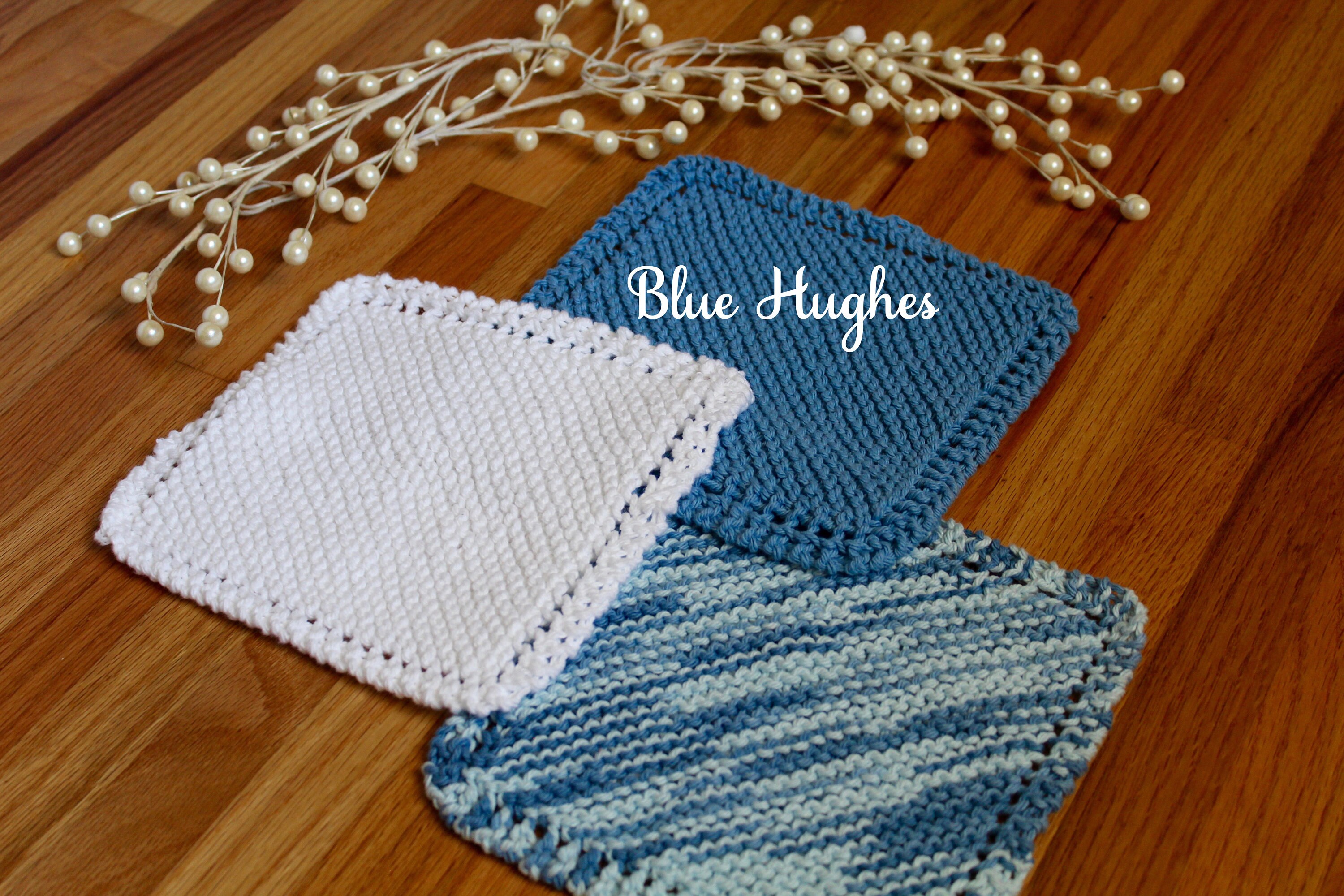 Handmade Knit Dishcloth, Knit Washcloth, Set of Three 100% Cotton Knit ...