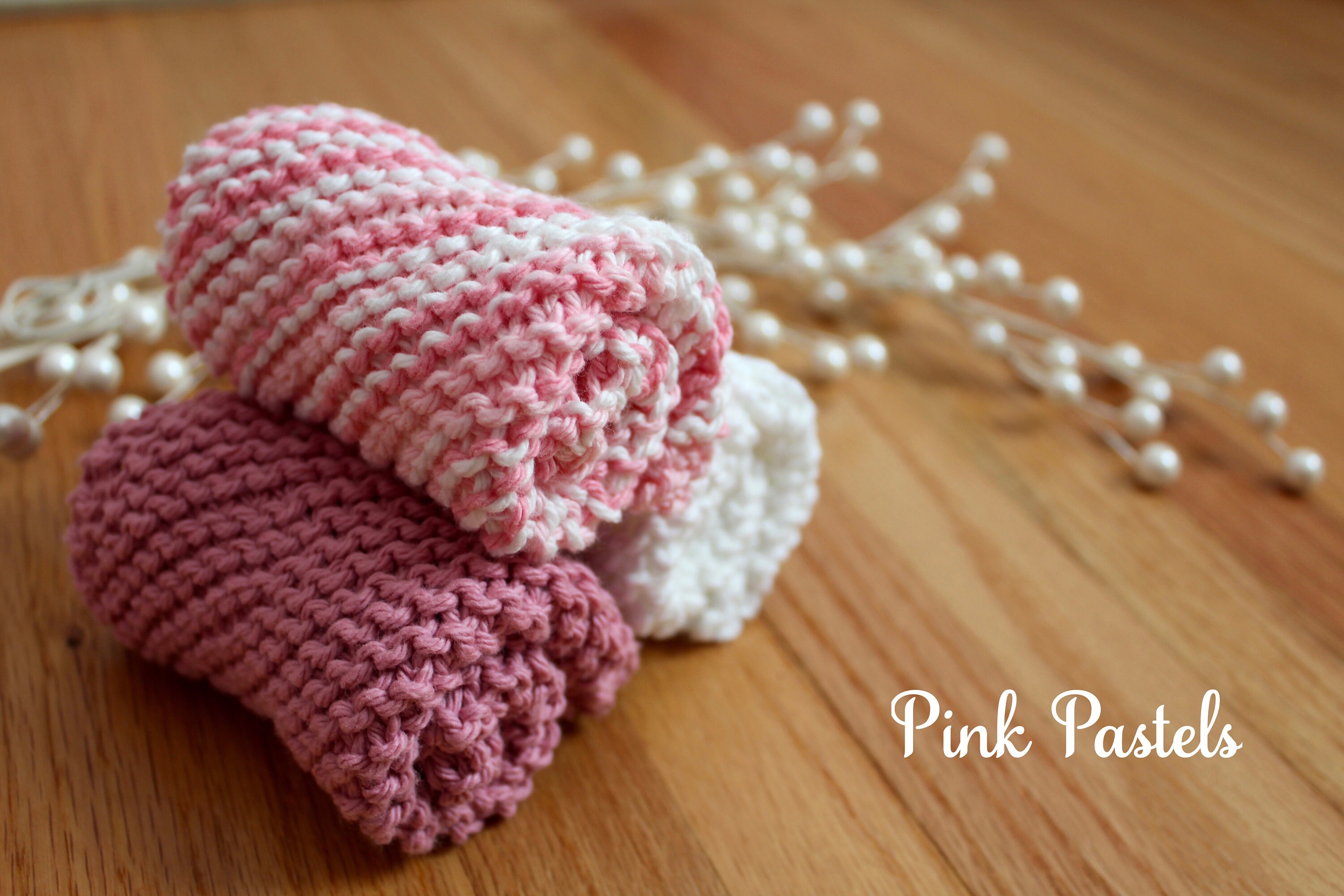Handmade Knit Dishcloth, Knit Washcloth, Set of Three 100% Cotton Knit ...