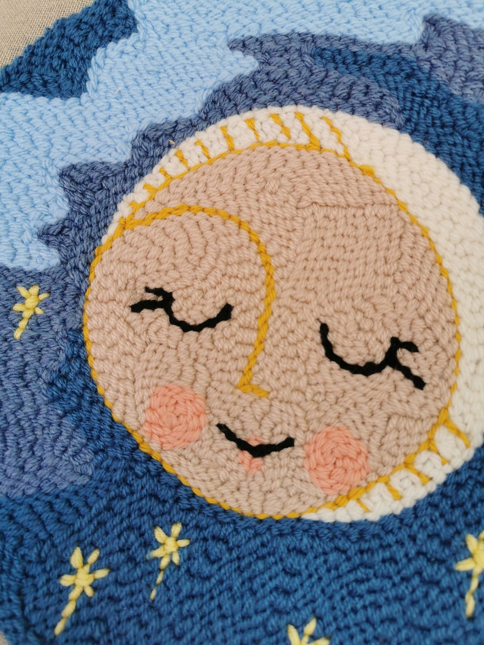 DIGITAL PATTERN - Moon Punch Needle Cushion Embroidery Pattern ...