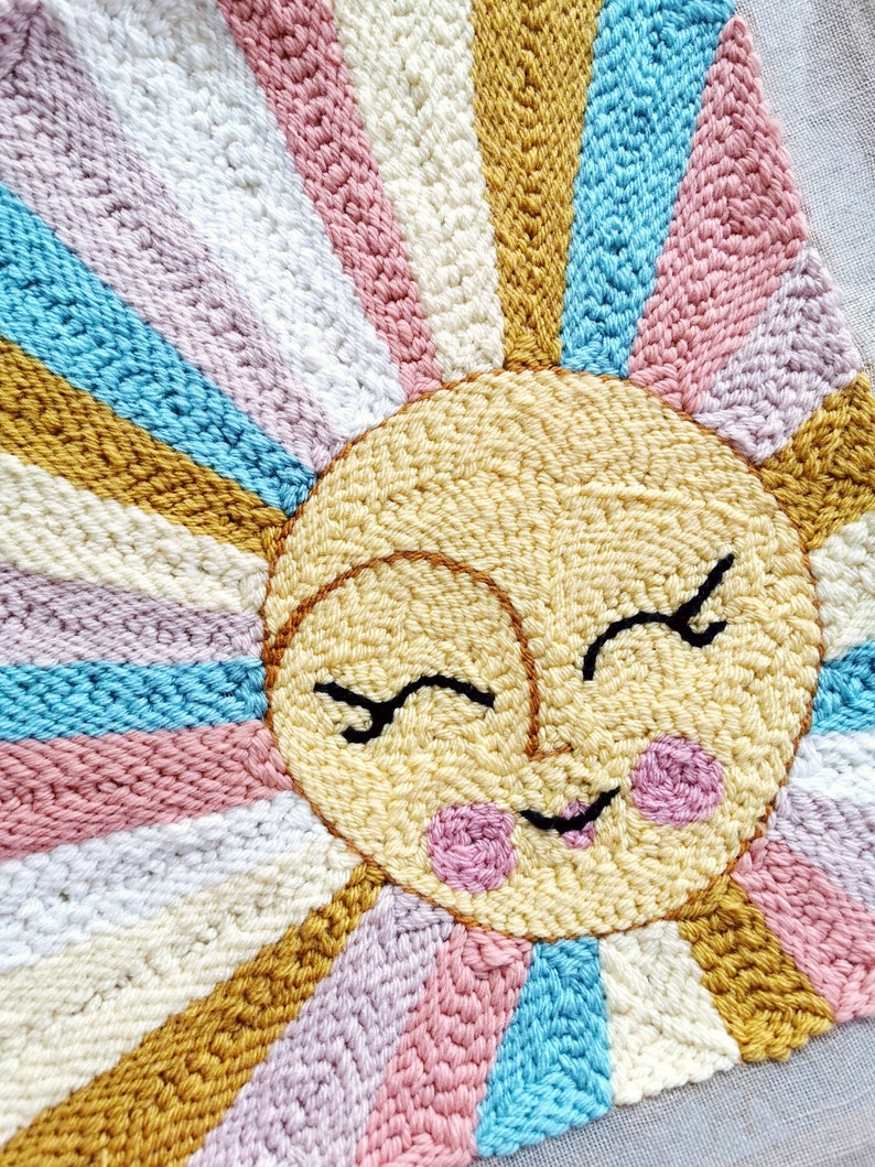 DIGITAL PATTERN - Sun Punch Needle Embroidery Cushion Pattern - Instant ...