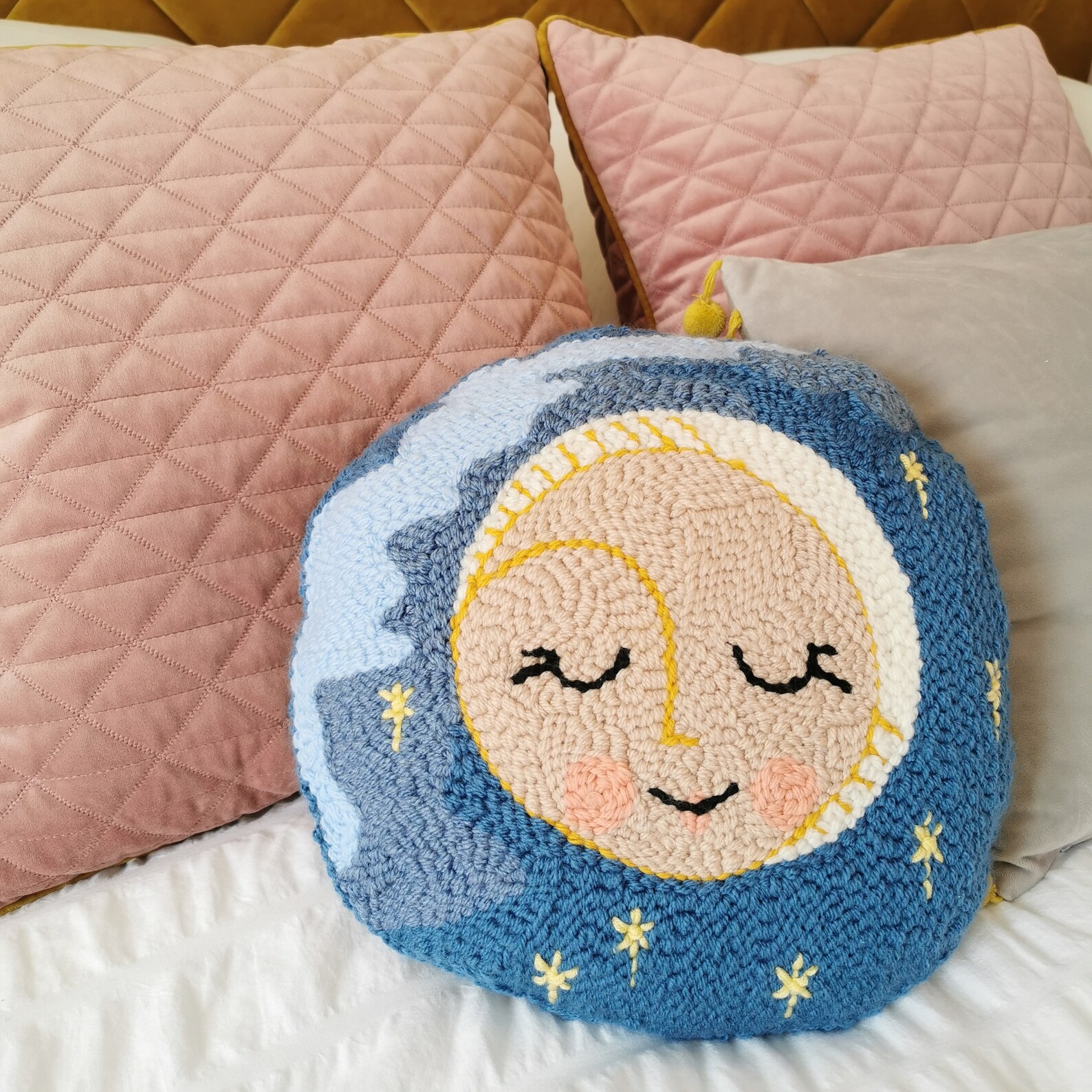 DIGITAL PATTERN - Moon Punch Needle Cushion Embroidery Pattern ...