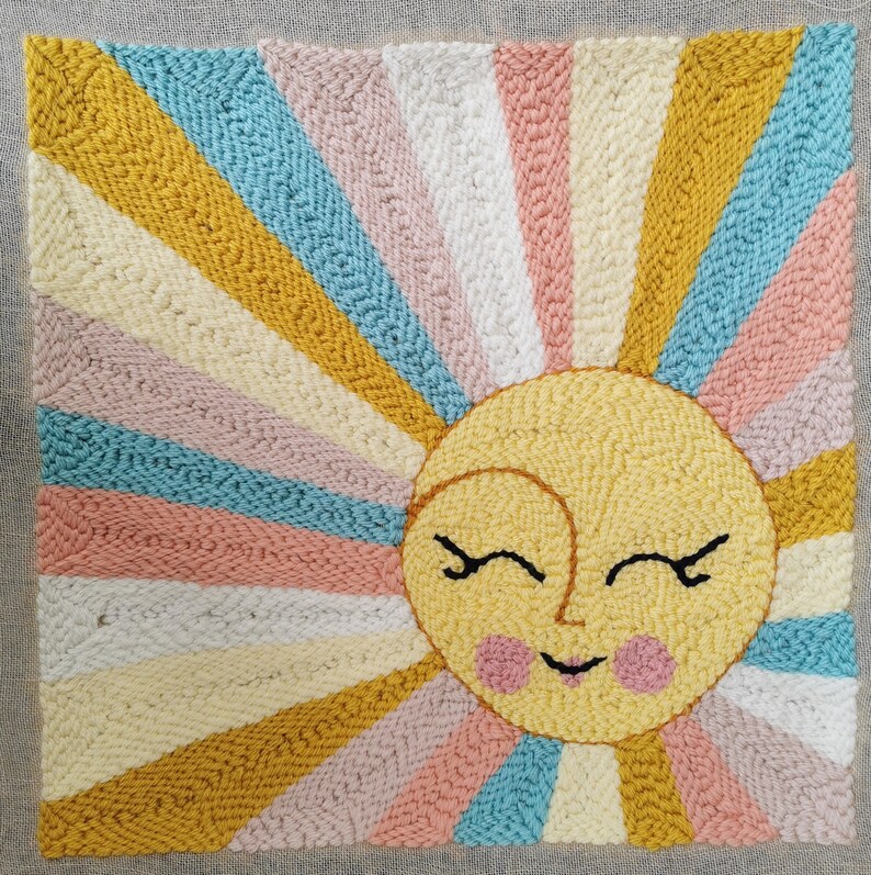 DIGITAL PATTERN - Sun Punch Needle Embroidery Cushion Pattern - Instant ...