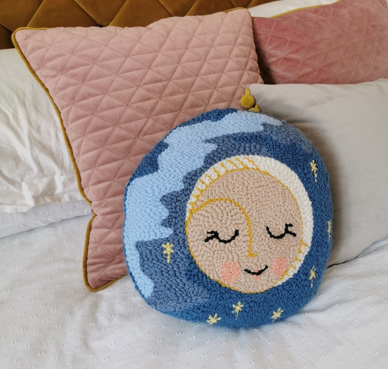 DIGITAL PATTERN - Moon Punch Needle Cushion Embroidery Pattern ...