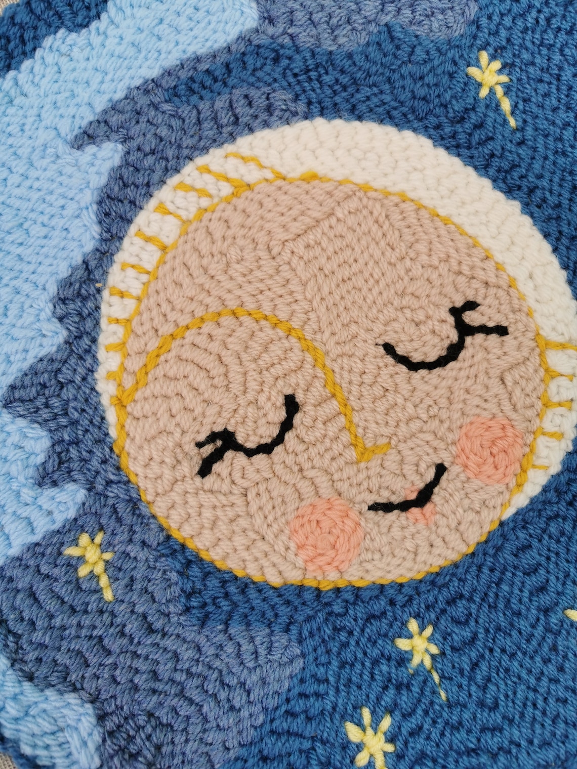 DIGITAL PATTERN Moon Punch Needle Cushion Embroidery Pattern Instant ...