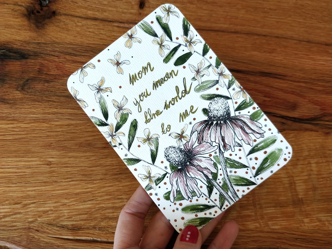Original Hand-painted Card With Floral Motif, Declaration of Love to ...