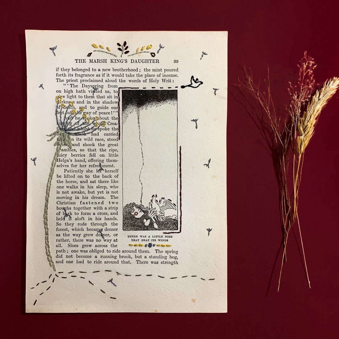 Embroidered Fairy Tale Book Page Embroidered Vintage Illustrations Art ...