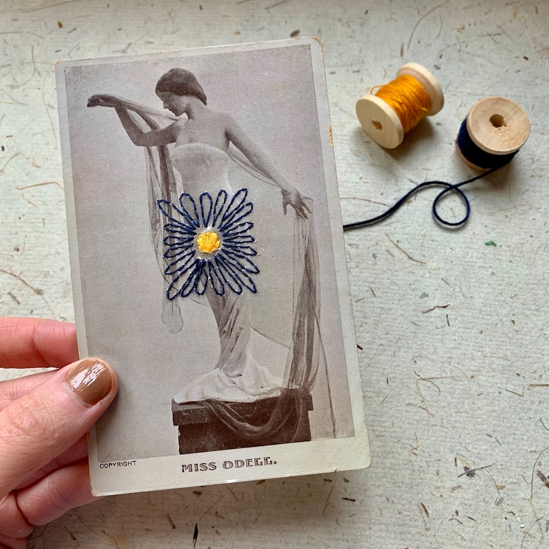 Embroidered Postcard - Etsy