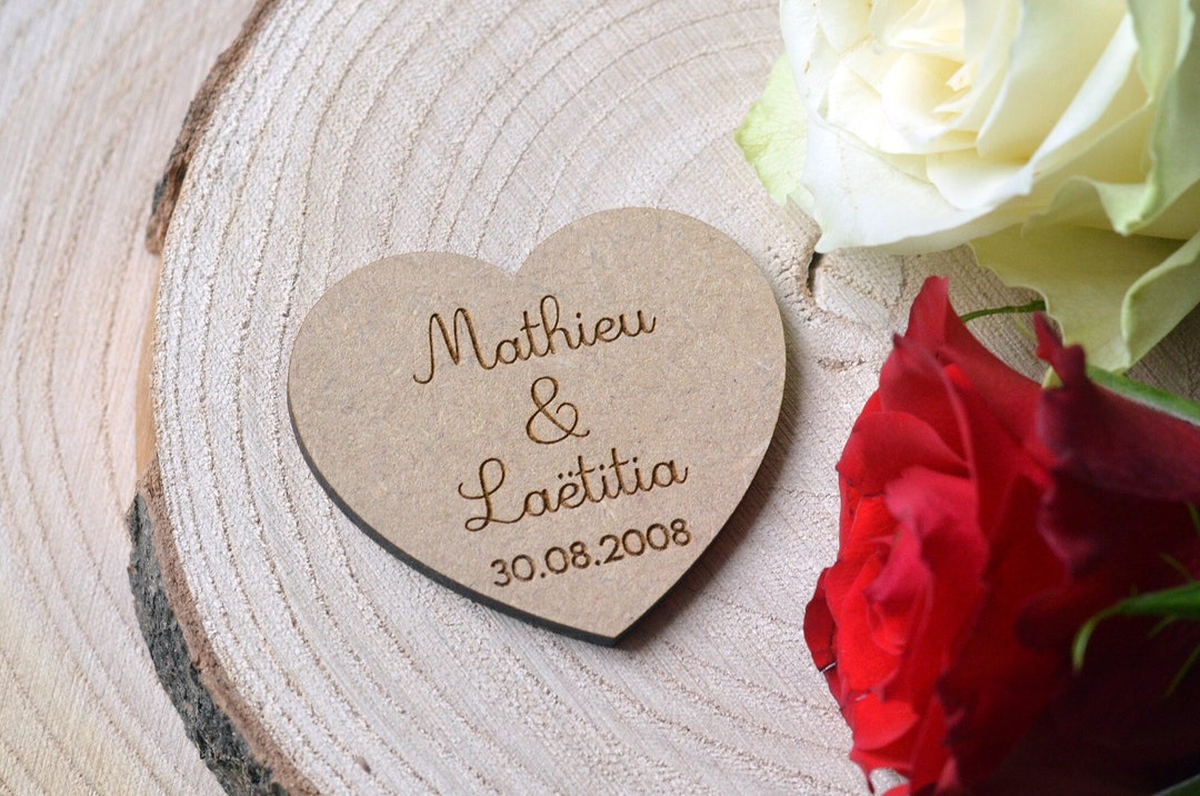 Personalized Wooden Wedding Magnet. Personalized Wedding Gift. Guest ...