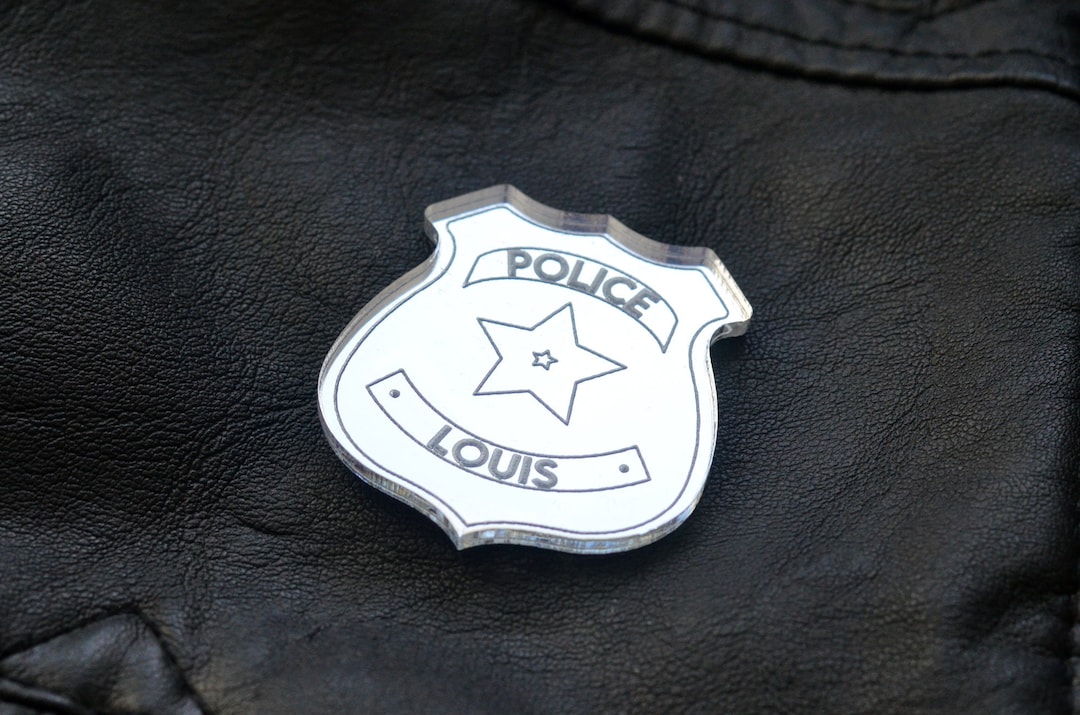 Personalized Badge Silver Acrylic Police Badge. Police Badge With First ...
