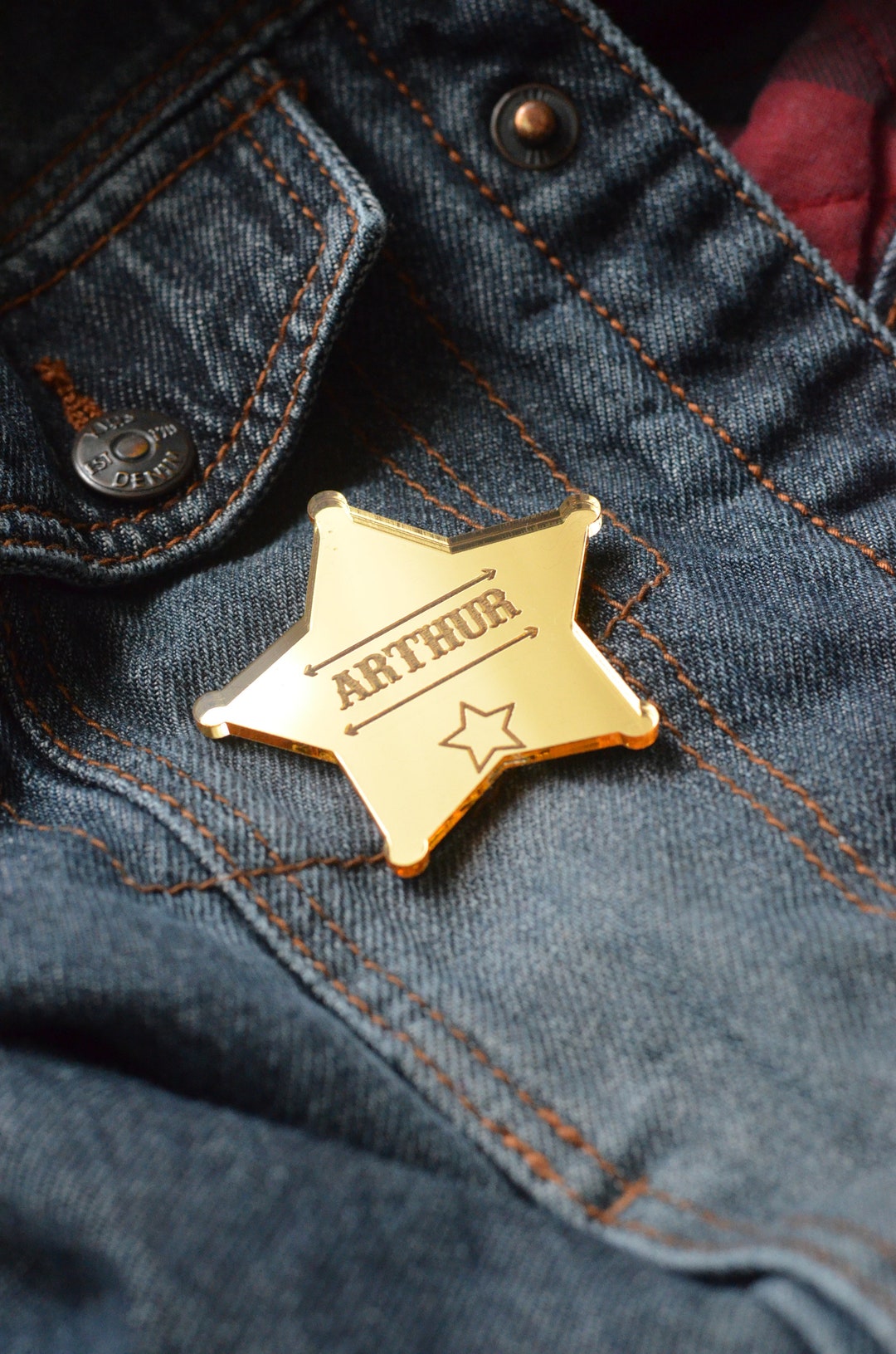 Personalized Gold Acrylic Sheriff Star Badge. Sheriff Badge With Name ...