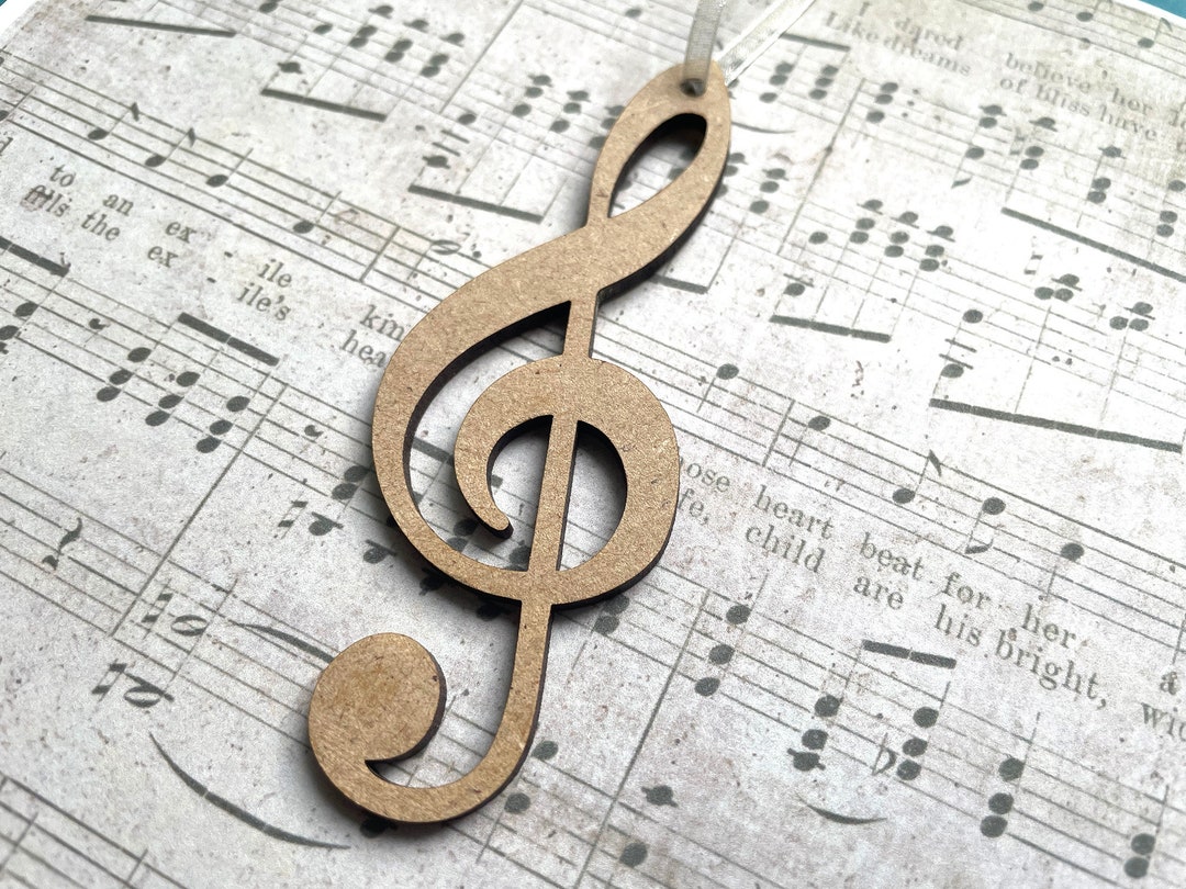 Wooden Treble Clef Christmas Decoration. Music Note Christmas ...