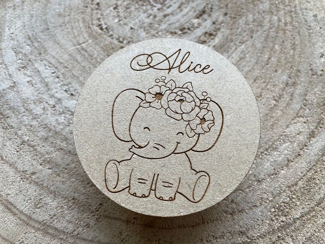 Wooden Baby Name Card Elephant - Birth Name Announcement. Baby Elephant ...