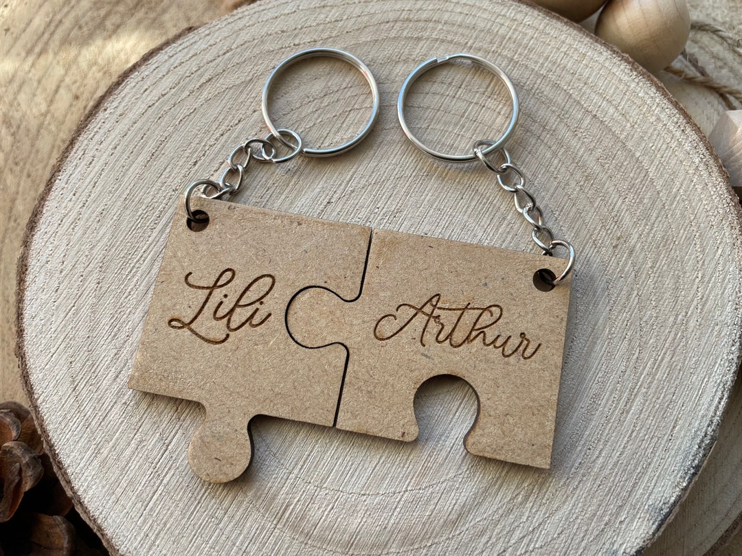 Custom Wooden Puzzle Keychain. Wedding Keychain. Wedding Anniversary ...