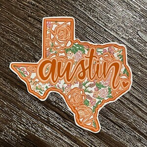 Austin Texas UT University of Texas Longhorns Floral Sticker - Etsy