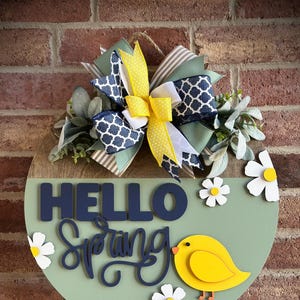 Spring Door Hanger, Front Door Decor, Hello Spring Sign, Spring Door ...