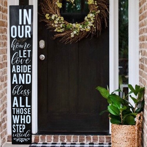 Religious Porch Sign in Our Home Welcome Sign Front Porch | Etsy