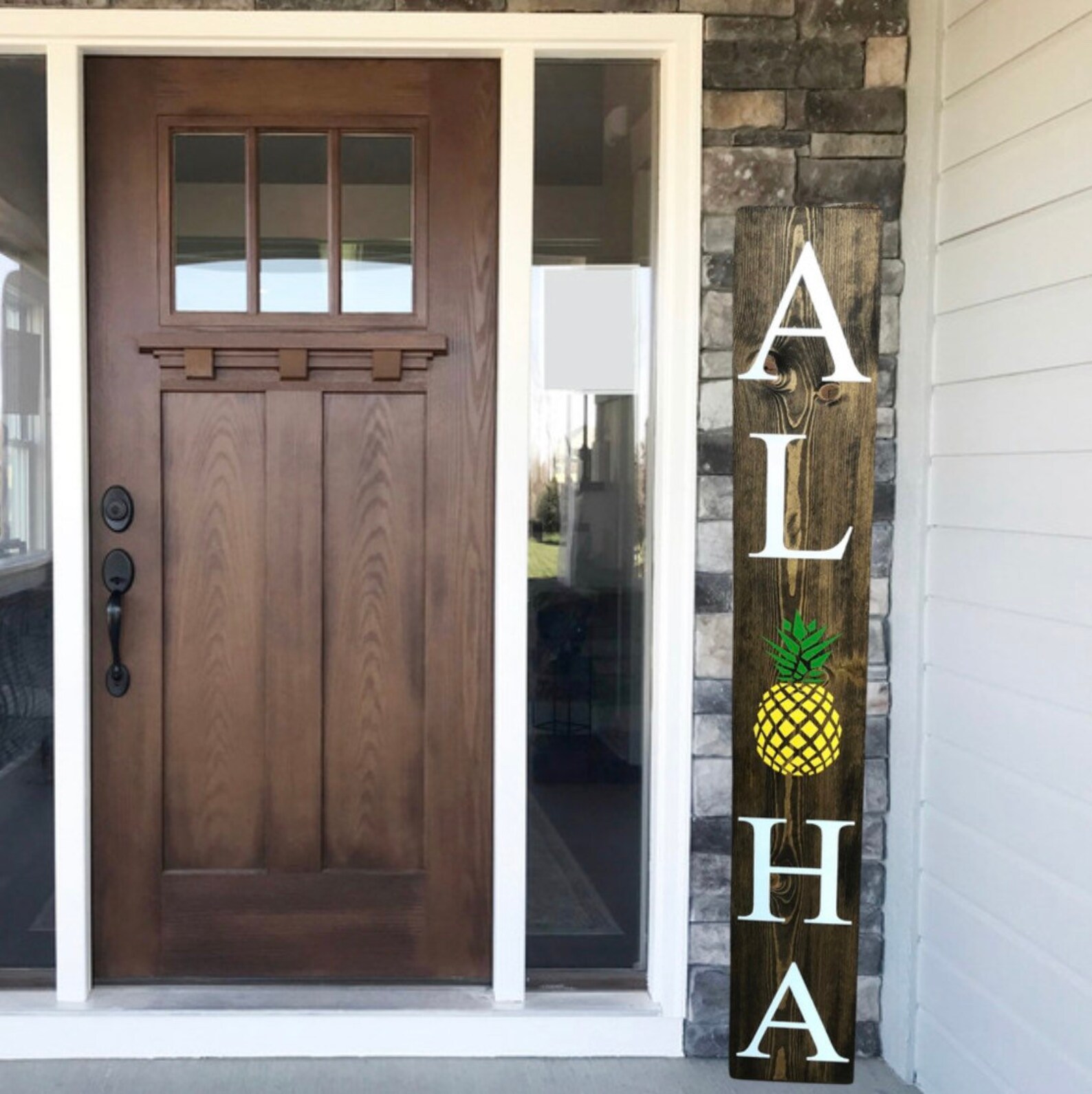 Aloha Pineapple Welcome Porch Sign for Front Door Porch Sign - Etsy