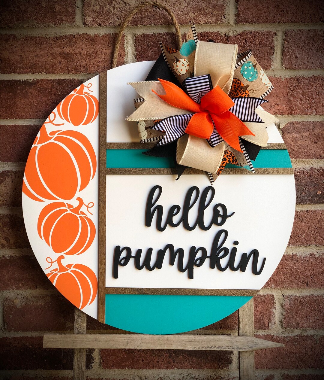 Hello Pumpkin Door Hanger, Fall Sign, Round Door Sign, 3D Lettering ...
