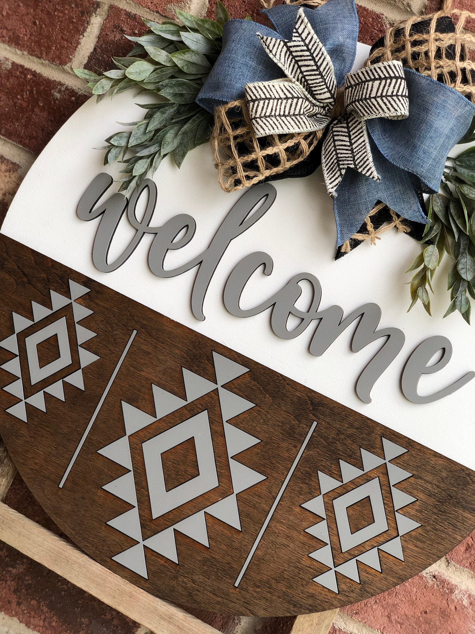 Front Door Decor, Aztec Welcome Door Hanger, Front Door Sign, Porch ...