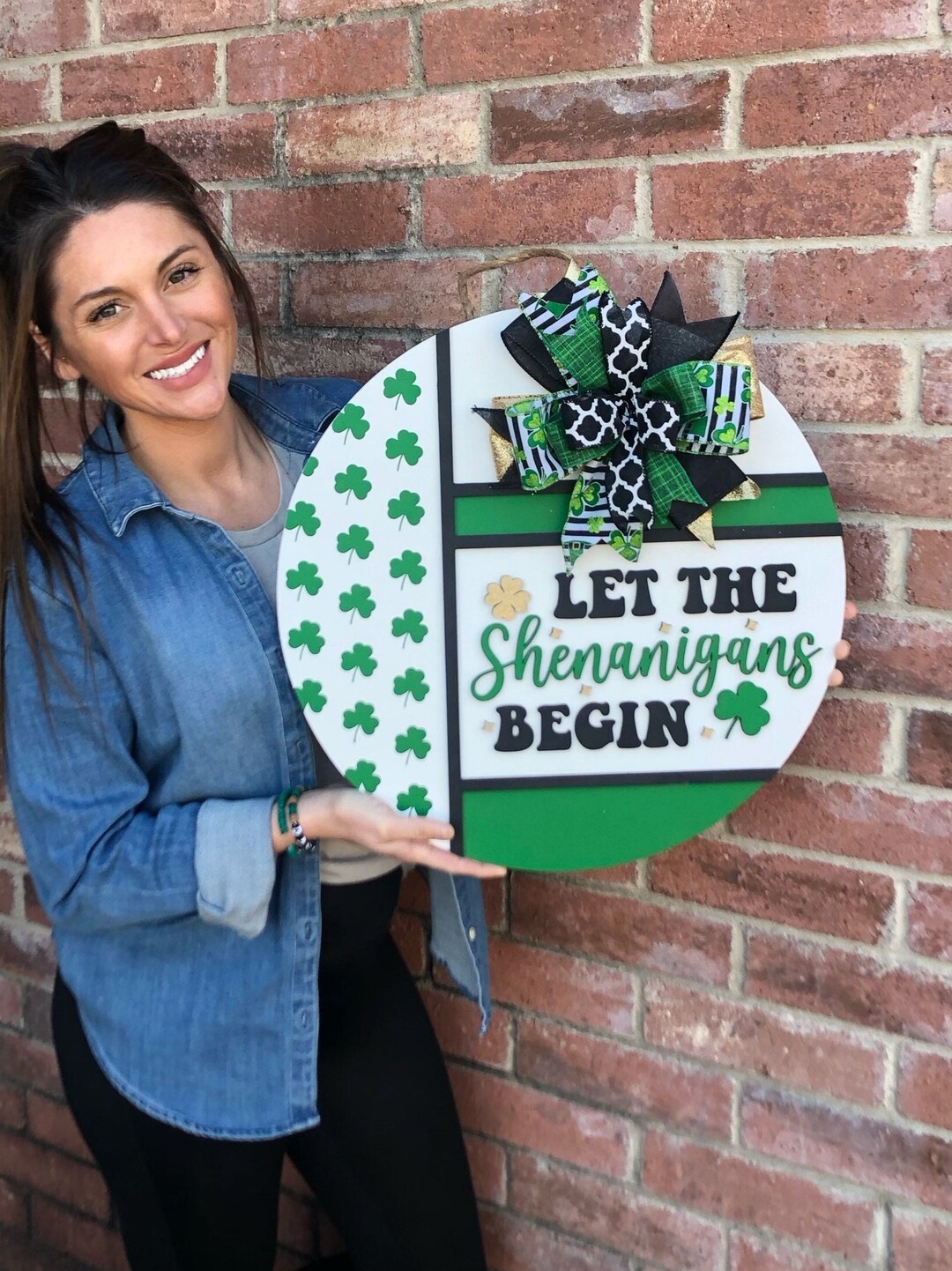 Front Door Decor, St Patrick’s Day Door Hanger, Let the Shenanigans ...
