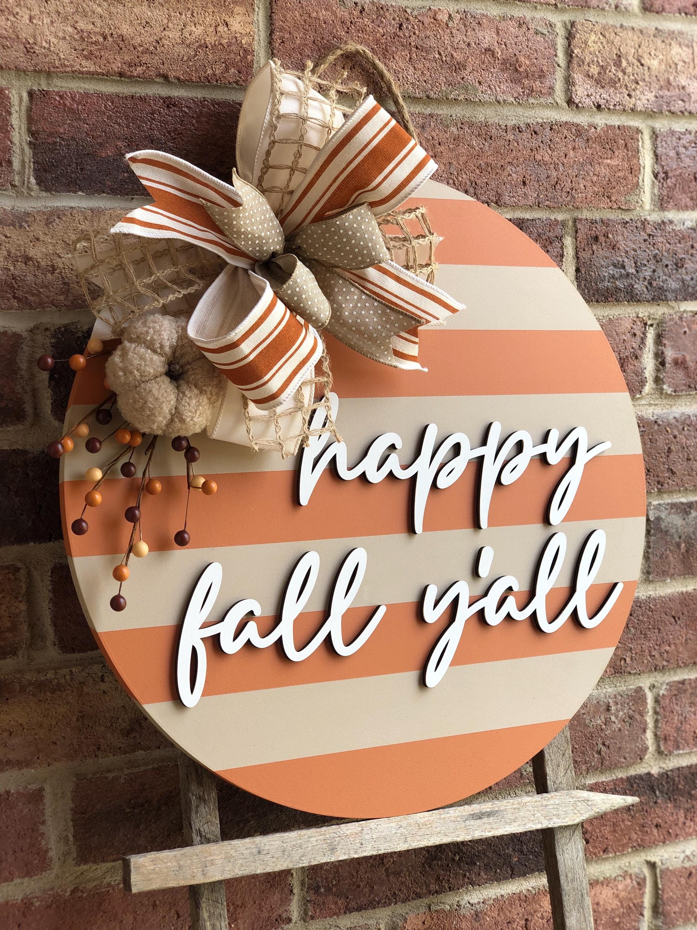 Fall Front Door Decor, Happy Fall Y’all Door Hanger, 3D Lettering ...