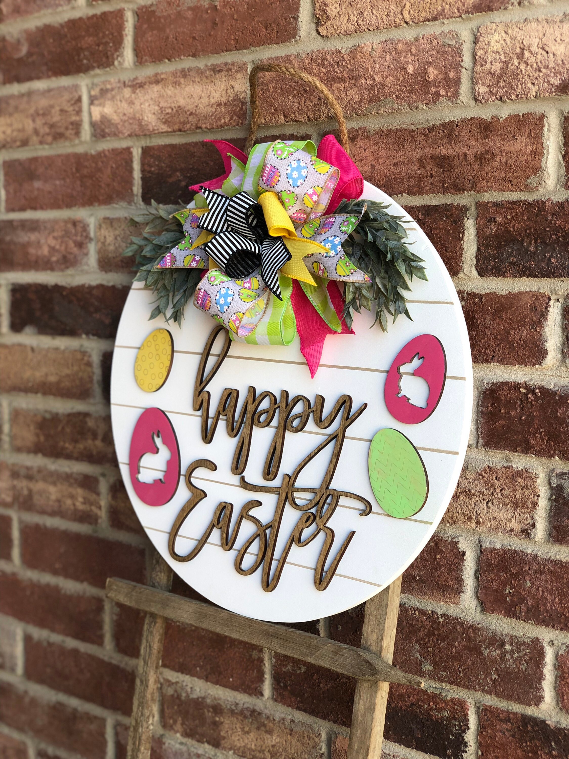 Happy Easter Door Hanger, Front Door Decor, Easter Wreath, Front Door ...