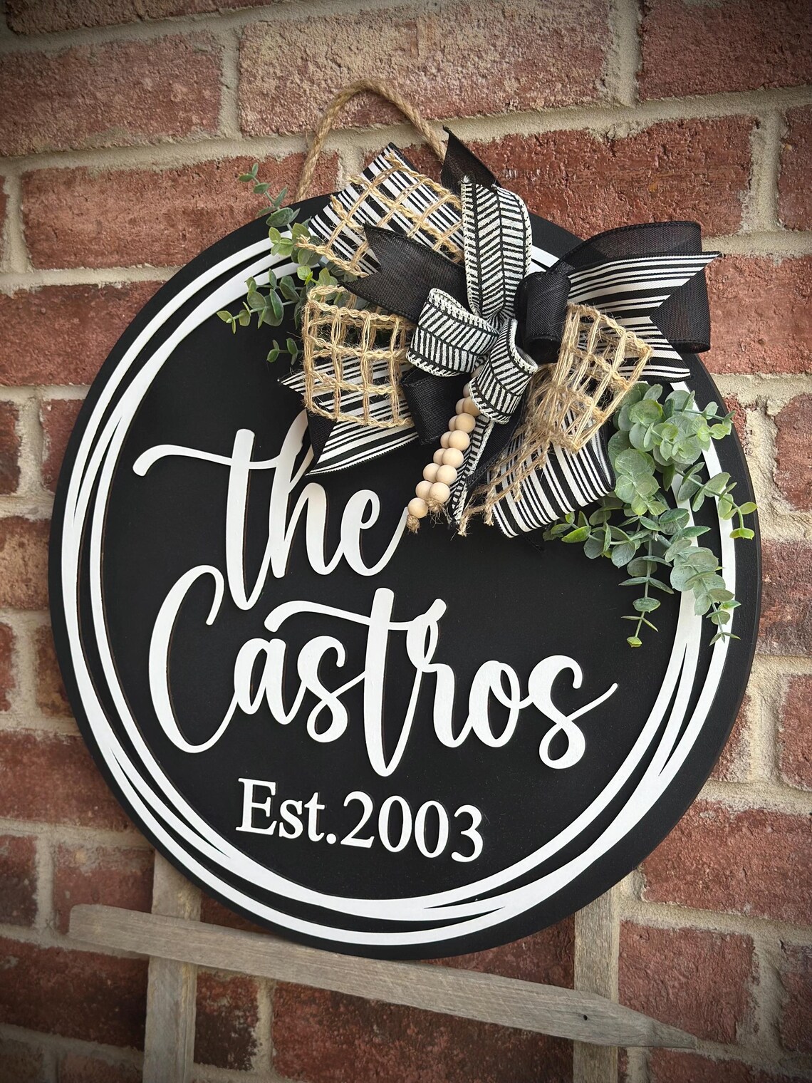 Front Door Decor, Personalized Family Name Sign Door Hanger, Monogram ...