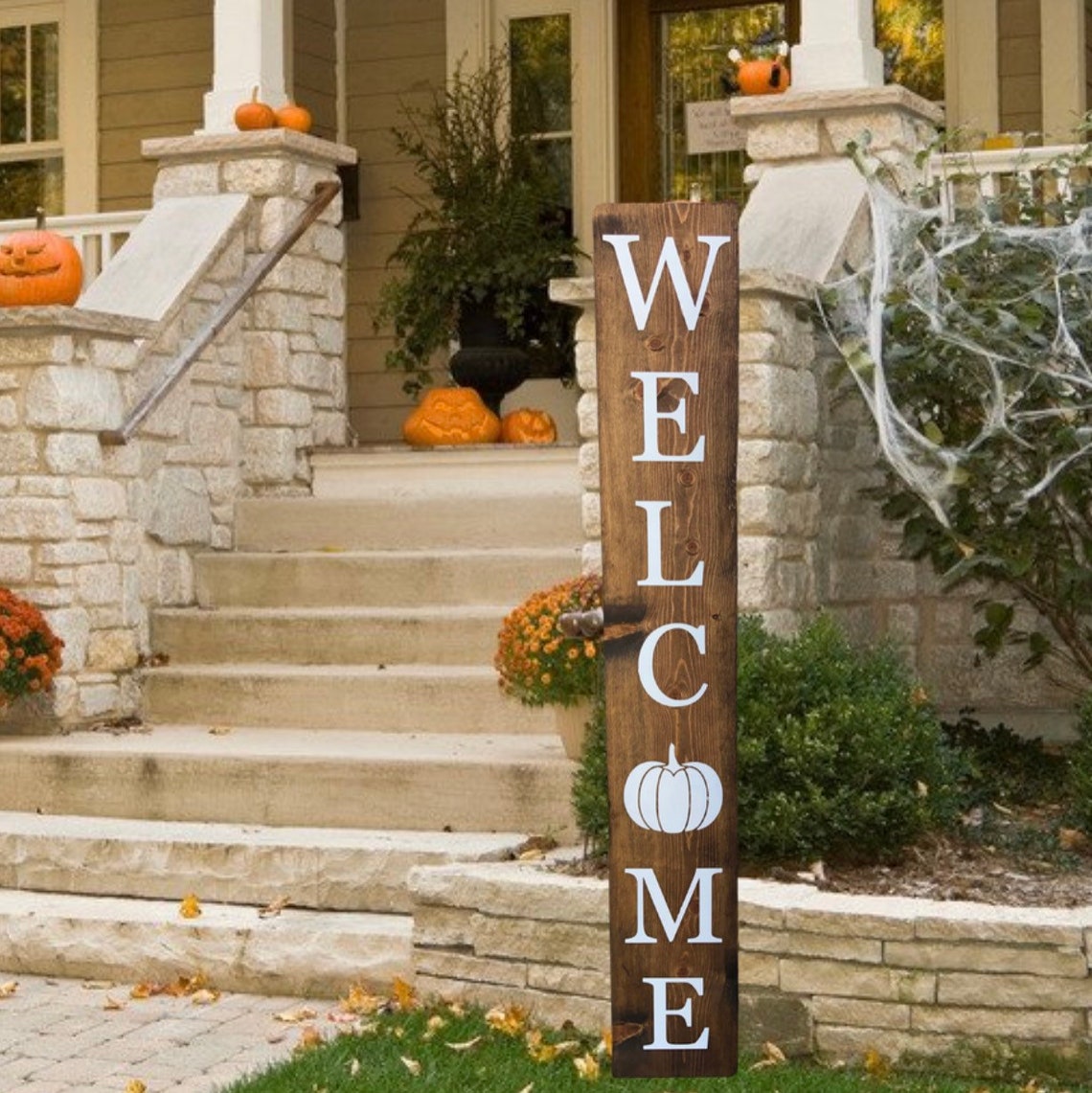Fall Welcome Sign for Front Porch, Pumpkin Fall Sign, Fall Welcome ...