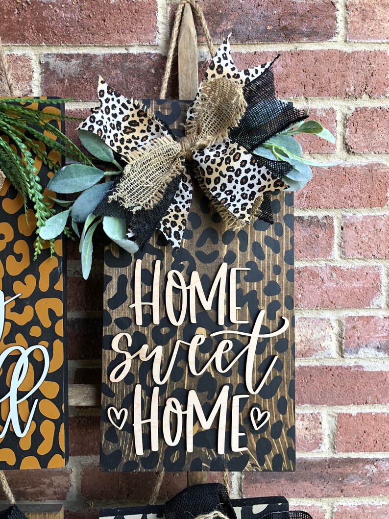 Front Door Decor Leopard Print Door Hanger Welcome Door - Etsy