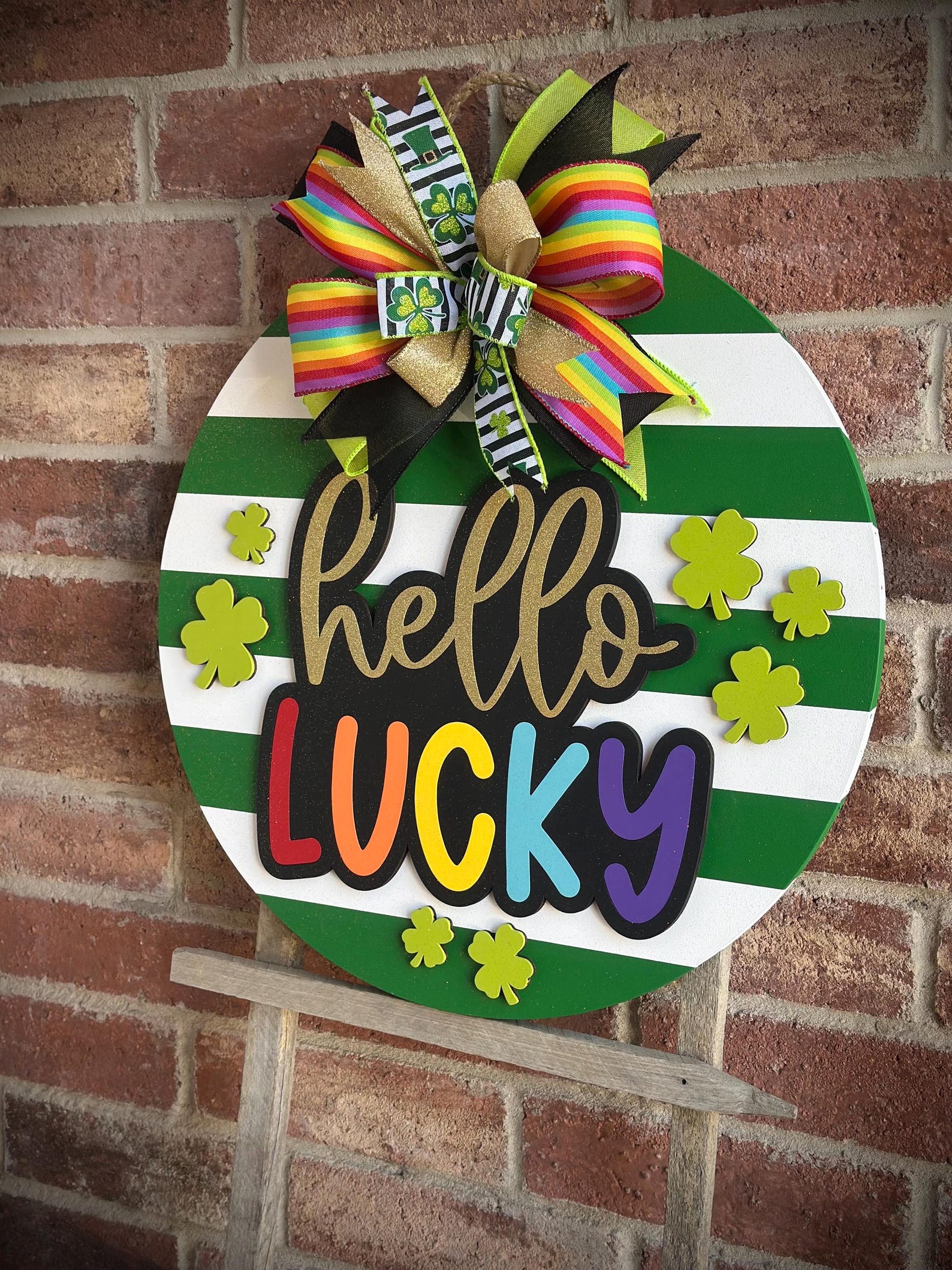 Hello Lucky Front Door Decor, Rainbow Happy St. Patrick’s Day Door ...