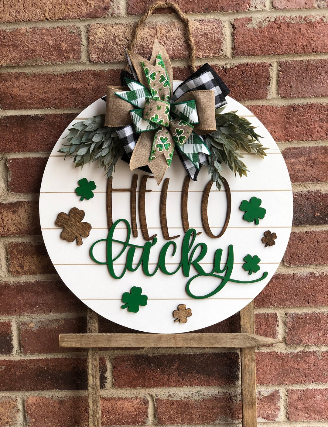Front Door Decor St Patricks Day Door Hanger Hello Lucky - Etsy