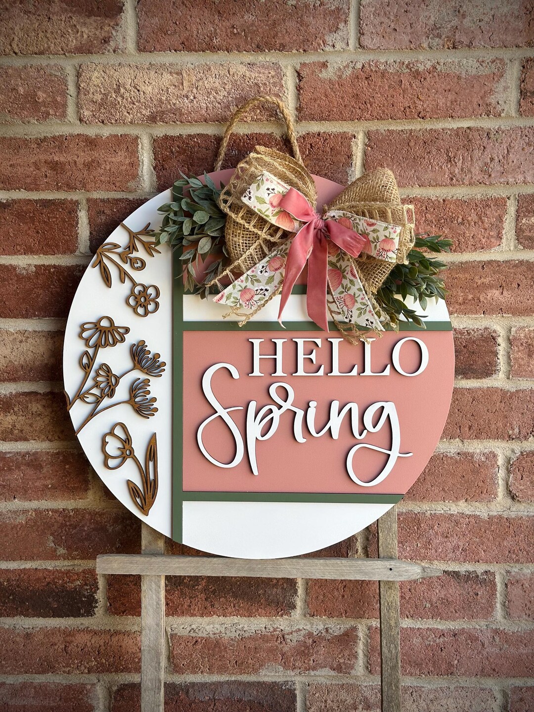 Floral Spring Door Hanger, Front Door Decor, Hello Spring Sign, Spring ...