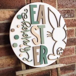 Happy Easter Door Hanger, Front Door Decor, Bunny Easter Wreath, Front ...