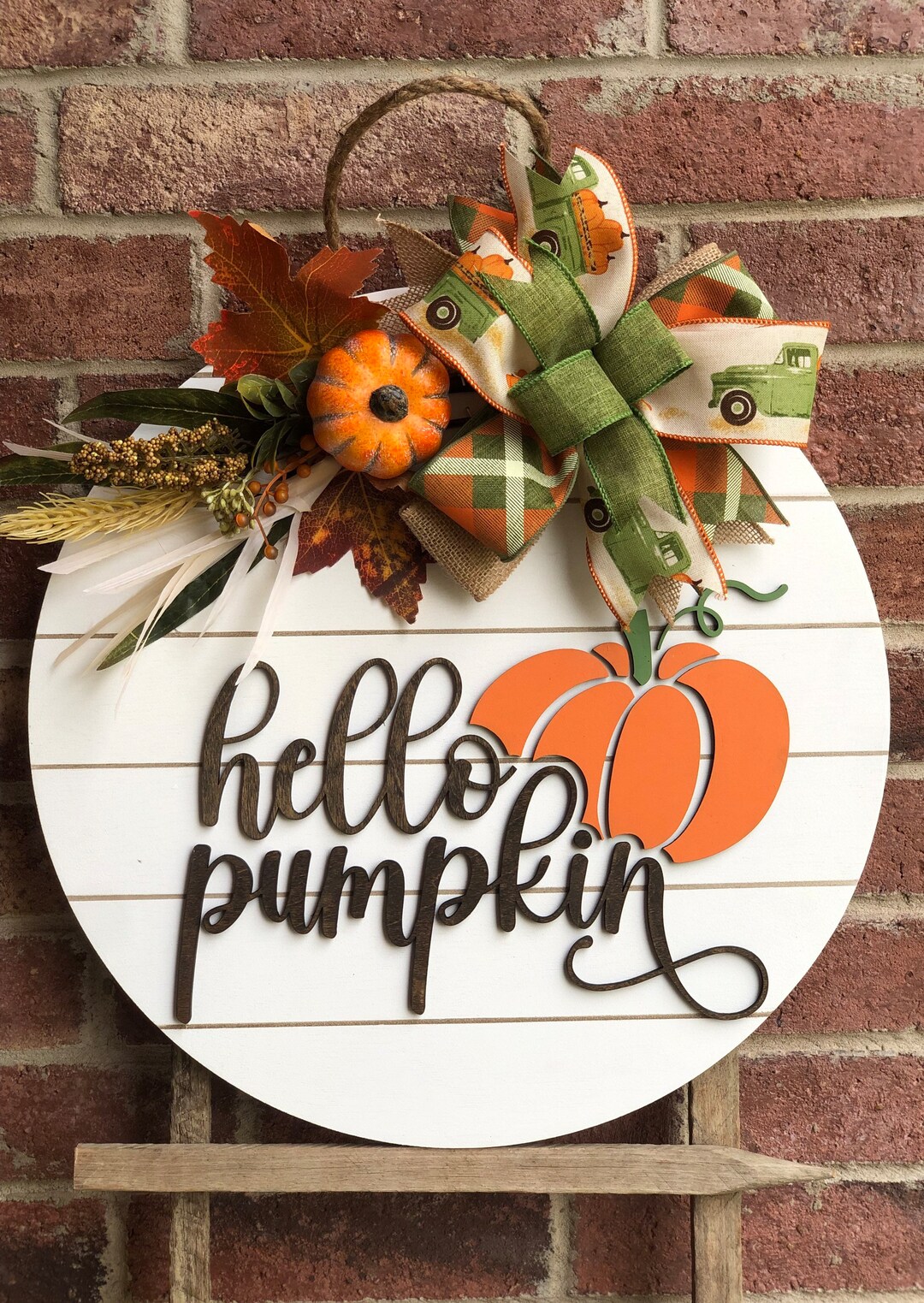 Hello Pumpkin Door Hanger, Fall Front Door Decor, 3D Lettering, Fall ...