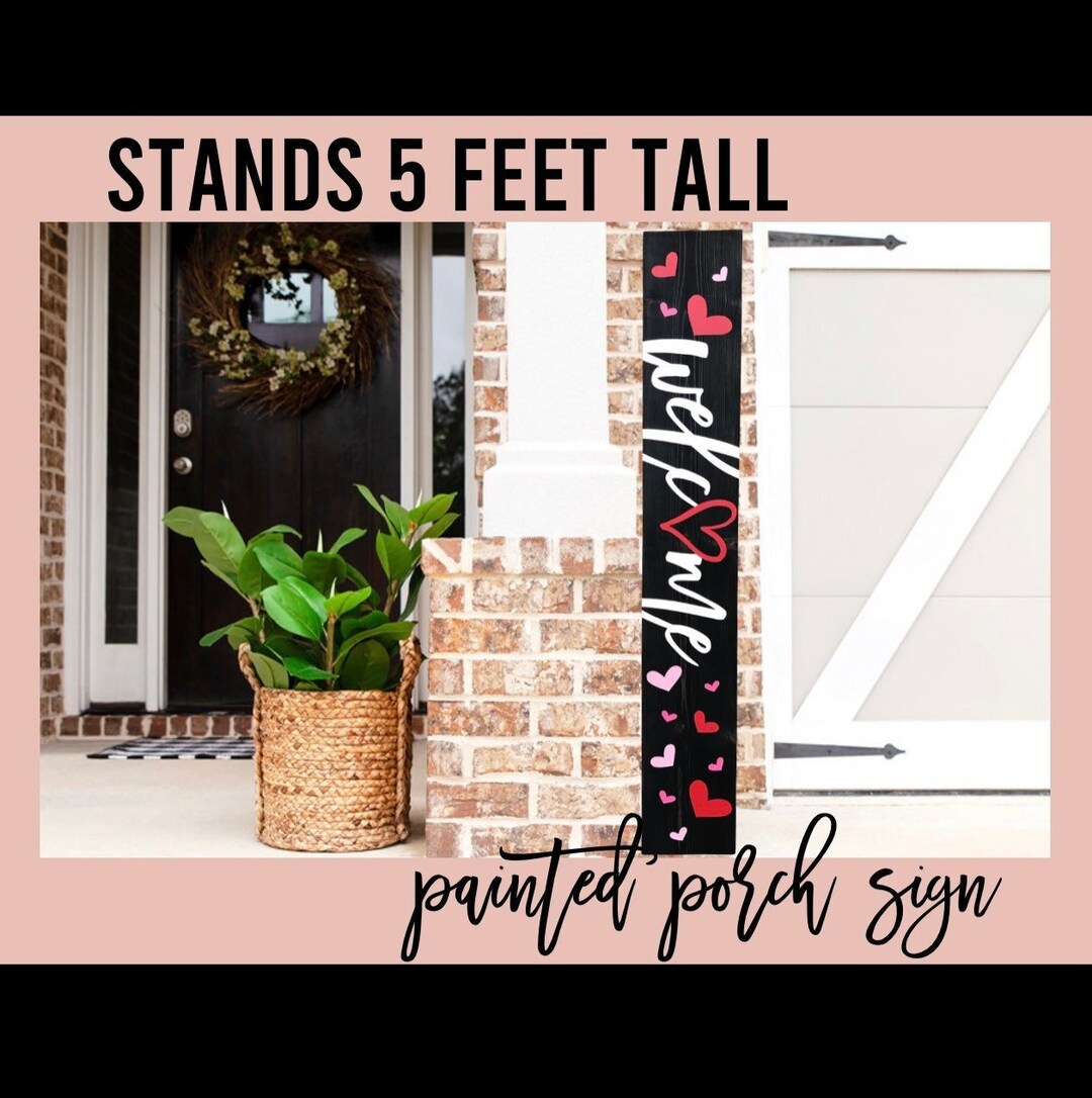 Valentines Front Door Decor, Welcome Porch Sign for Front Door, Wood ...