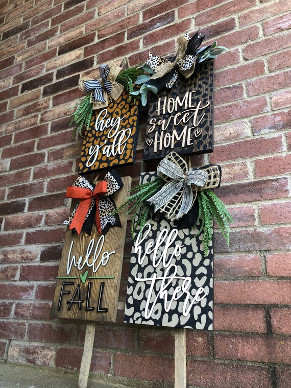 Front Door Decor Leopard Print Door Hanger Welcome Door | Etsy