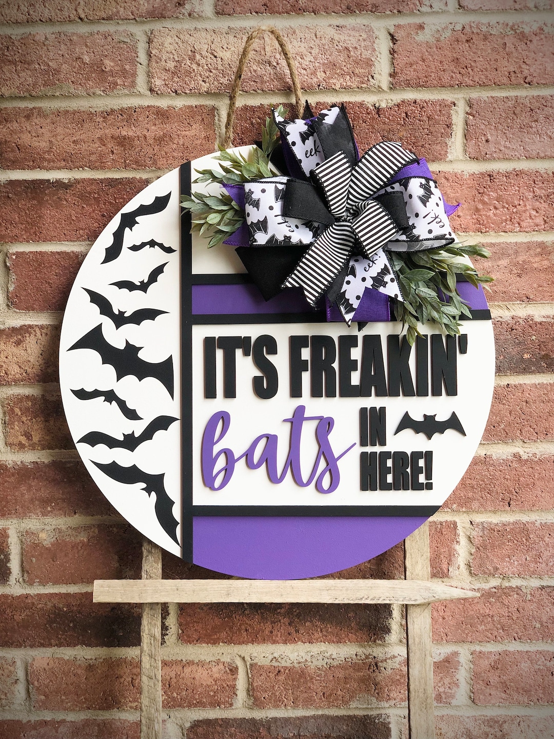 It's Freakin' Bats Door Hanger Sign, Halloween Front Door Decor, 3D ...