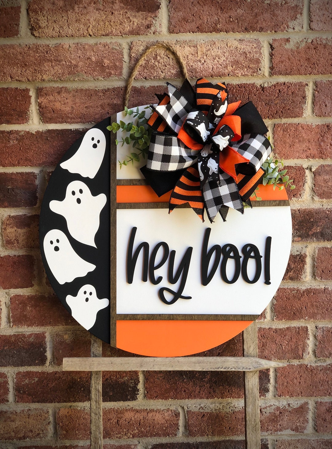 Halloween Door Hanger, Hey Boo Door Hanger, Ghost Front Door Decor ...