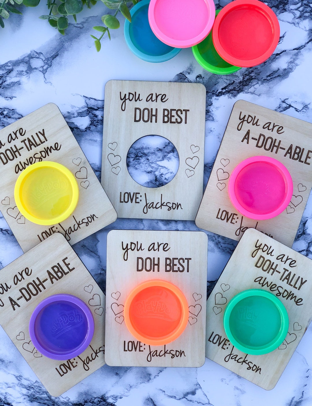 Play Doh Valentines Card for Valentines Day, Personalized Kids School Classroom Party Favor Gift ...