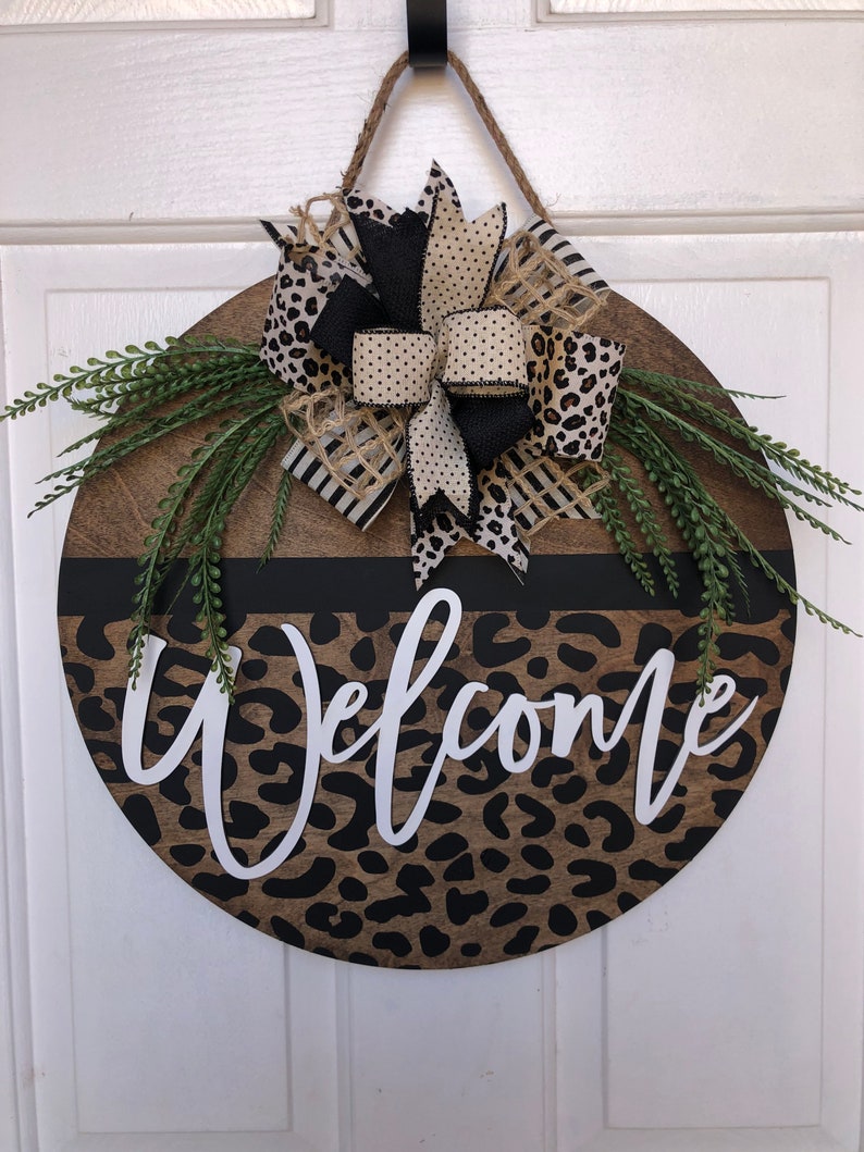 Front Door Decor Leopard Door Hanger Welcome Door Wreath | Etsy