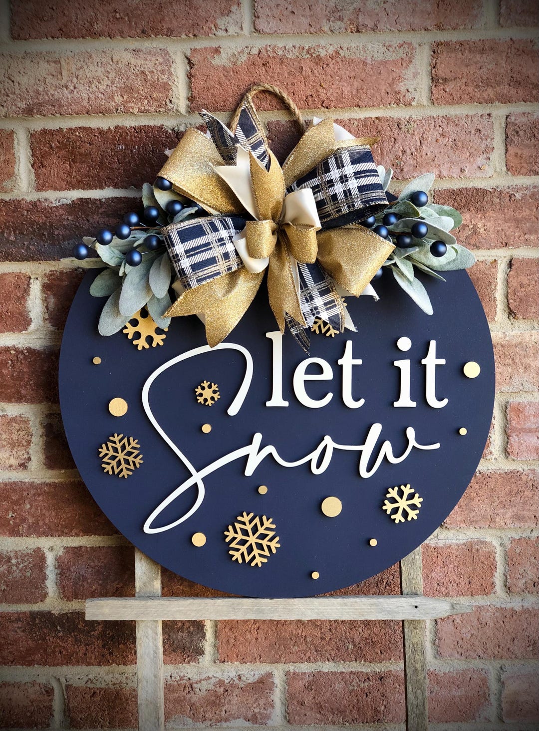 Winter Front Door Wreath, Let It Snow Door Hanger, Farmhouse Decor, 3D ...