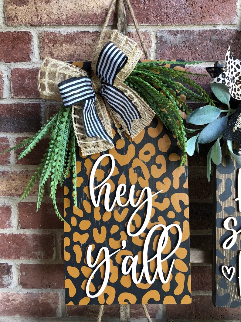 Front Door Decor Leopard Print Door Hanger Welcome Door | Etsy
