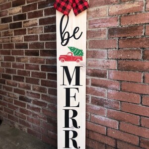Christmas Welcome Sign for Front Porch, Be Merry Sign, Holiday Sign for ...