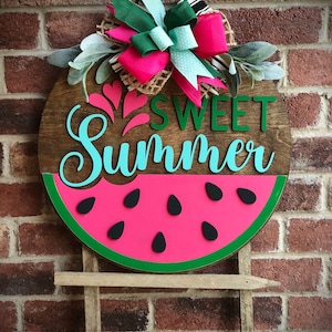Front Door Decor, Watermelon Summer Door Hanger, Sweet Summer Wreath ...