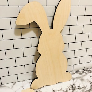 Bunny Wood Cutout, Bunny Blank, Unfinished Wood Bunny Door Hanger ...