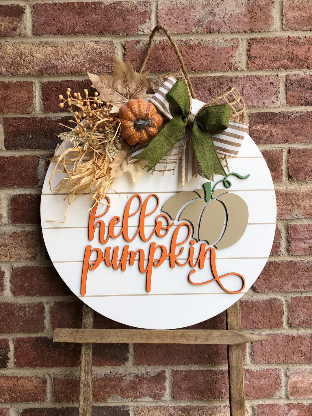 Hello Pumpkin Door Hanger, Fall Decor for Front Door, Outdoor Fall ...